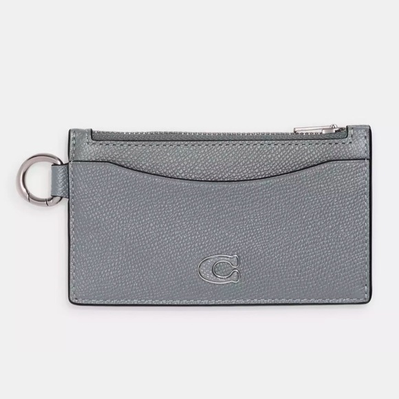 Coach | Bags | Coach Zip Card Case Wallet With Dring Clip In Grey Blue ...